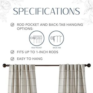 Elrene Home Fashions Brighton Windowpane Plaid Blackout Window Curtain, Living Room and Bedroom Drape with Rod Pocket Tabs, 52" x 95", Grey, 1 Panel