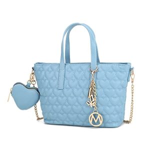 mkf collection crossbody bag for women, & coin pouch – pu leather top-handle satchel shoulder handbag blue