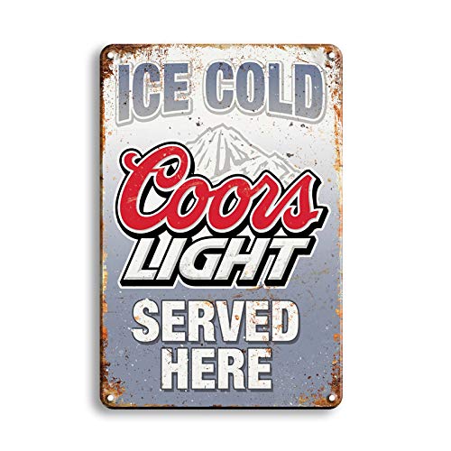 MeowPrint Ice Cold Cours Light Beer Served here Vintage Metal bar Signs Tin Sign 12 x 8In