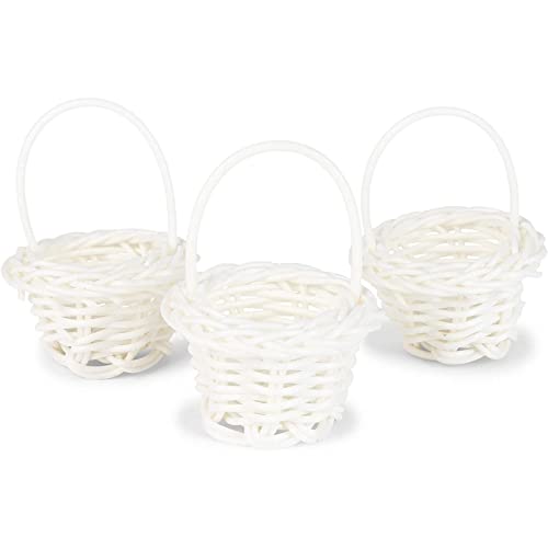 Juvale White Mini Woven Baskets with Handles (1.75 x 2.5 in, 24 Pack)