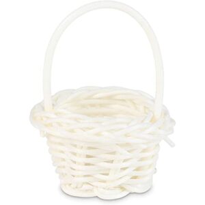 Juvale White Mini Woven Baskets with Handles (1.75 x 2.5 in, 24 Pack)