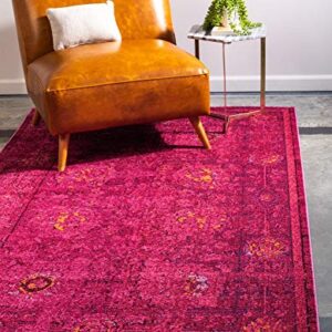 Rugs.com Fleur Collection Rug – 4' x 6' Red Medium-Pile Rug Perfect for Entryways, Kitchens, Breakfast Nooks, Accent Pieces