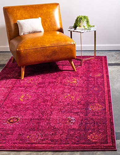 Rugs.com Fleur Collection Rug – 4' x 6' Red Medium-Pile Rug Perfect for Entryways, Kitchens, Breakfast Nooks, Accent Pieces