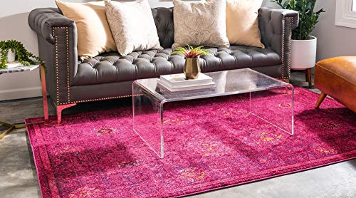 Rugs.com Fleur Collection Rug – 4' x 6' Red Medium-Pile Rug Perfect for Entryways, Kitchens, Breakfast Nooks, Accent Pieces