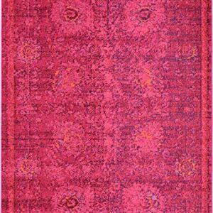 Rugs.com Fleur Collection Rug – 4' x 6' Red Medium-Pile Rug Perfect for Entryways, Kitchens, Breakfast Nooks, Accent Pieces