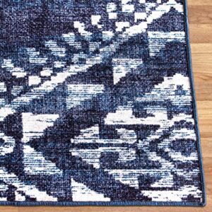 ReaLife Machine Washable Rug - Stain Resistant, Non-Shed - Eco-Friendly, Non-Slip, Family & Pet Friendly - Made from Premium Recycled Fibers - Moroccan Diamond - Blue, 5' x 7'