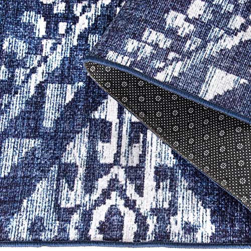 ReaLife Machine Washable Rug - Stain Resistant, Non-Shed - Eco-Friendly, Non-Slip, Family & Pet Friendly - Made from Premium Recycled Fibers - Moroccan Diamond - Blue, 5' x 7'