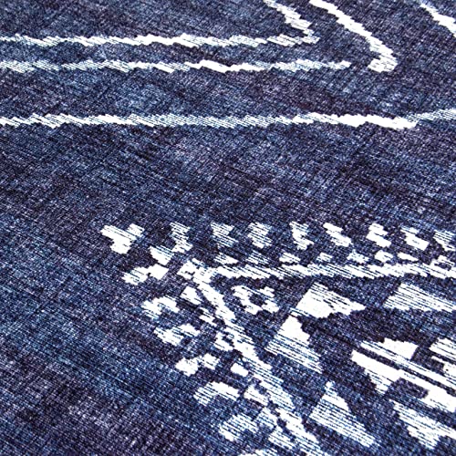 ReaLife Machine Washable Rug - Stain Resistant, Non-Shed - Eco-Friendly, Non-Slip, Family & Pet Friendly - Made from Premium Recycled Fibers - Moroccan Diamond - Blue, 5' x 7'