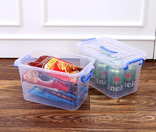 6-Pack Clear Storage Box 7 Quart, Plastic Storage Latch Bins with Handle 6.5 Liter