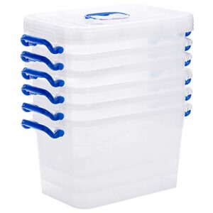 6-Pack Clear Storage Box 7 Quart, Plastic Storage Latch Bins with Handle 6.5 Liter