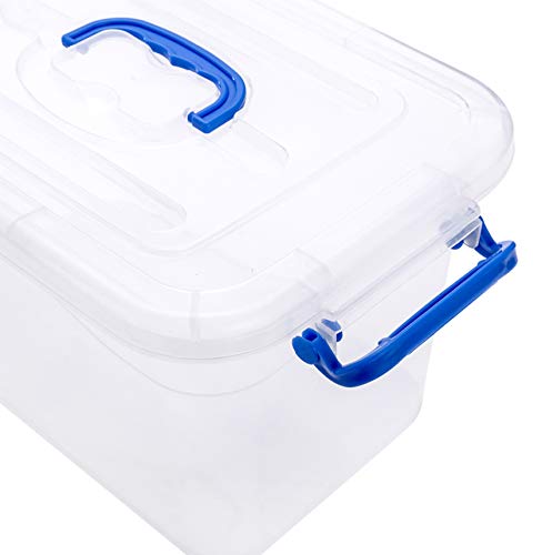 6-Pack Clear Storage Box 7 Quart, Plastic Storage Latch Bins with Handle 6.5 Liter