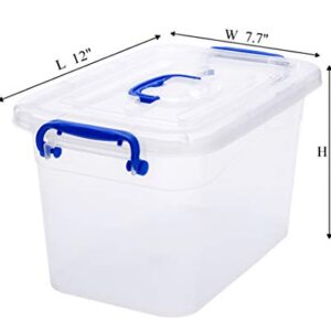 6-Pack Clear Storage Box 7 Quart, Plastic Storage Latch Bins with Handle 6.5 Liter