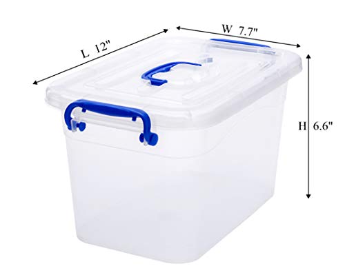 6-Pack Clear Storage Box 7 Quart, Plastic Storage Latch Bins with Handle 6.5 Liter