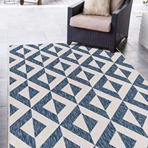 Unique Loom Jill Zarin Outdoor Collection Geometric Area Rug (4' 0 x 6' 0 Rectangular, Blue)