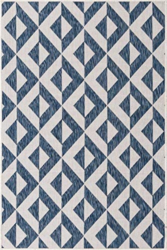 Unique Loom Jill Zarin Outdoor Collection Geometric Area Rug (4' 0 x 6' 0 Rectangular, Blue)