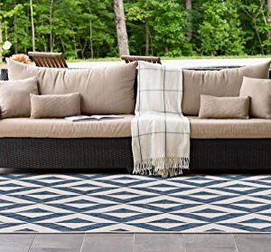 Unique Loom Jill Zarin Outdoor Collection Geometric Area Rug (4' 0 x 6' 0 Rectangular, Blue)