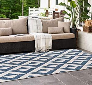 Unique Loom Jill Zarin Outdoor Collection Geometric Area Rug (4' 0 x 6' 0 Rectangular, Blue)