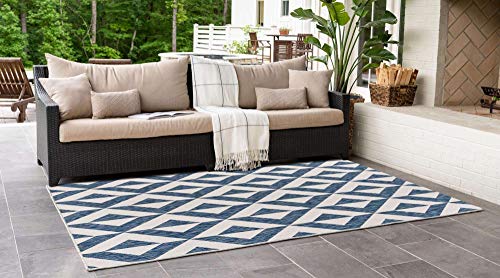 Unique Loom Jill Zarin Outdoor Collection Geometric Area Rug (4' 0 x 6' 0 Rectangular, Blue)