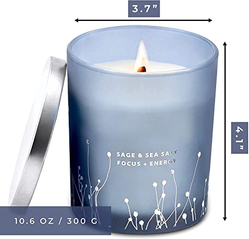 White Sage Sea Salt Candle | Sage Candles for Cleansing House | Candles for Home Scented | Sage Candle, Scented Candles for Men & Women, Energy Cleansing Candle, Relaxing Aromatherapy Scented Candle