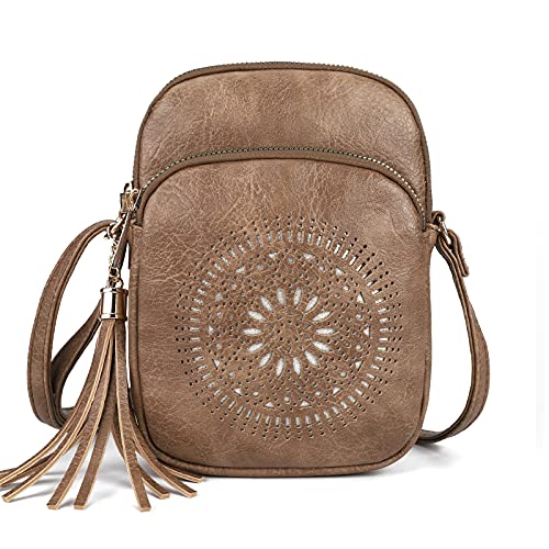 Small Crossbody Bags for Women Boho Cell Phone Purse Cross body Handbags with Triple Zip Pockets,Vegan Leather