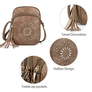 Small Crossbody Bags for Women Boho Cell Phone Purse Cross body Handbags with Triple Zip Pockets,Vegan Leather