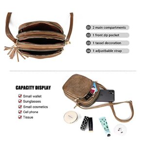 Small Crossbody Bags for Women Boho Cell Phone Purse Cross body Handbags with Triple Zip Pockets,Vegan Leather