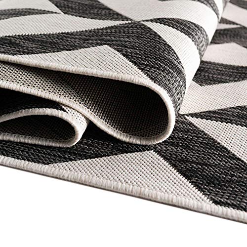 Unique Loom Jill Zarin Outdoor Collection Geometric Area Rug (7' 0 x 10' 0 Rectangular, Charcoal Gray)