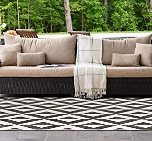 Unique Loom Jill Zarin Outdoor Collection Geometric Area Rug (7' 0 x 10' 0 Rectangular, Charcoal Gray)