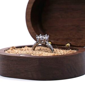 Wedding Ring Box, Wood Ring box for Proposal, Rustic Mr & Mrs Carve Engagement Ring Holder Gift for Wedding Ceremony