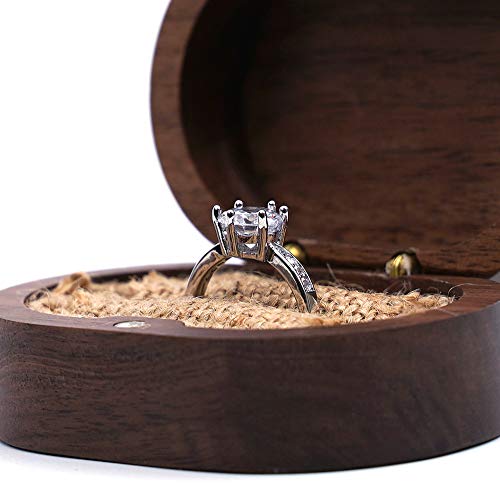 Wedding Ring Box, Wood Ring box for Proposal, Rustic Mr & Mrs Carve Engagement Ring Holder Gift for Wedding Ceremony