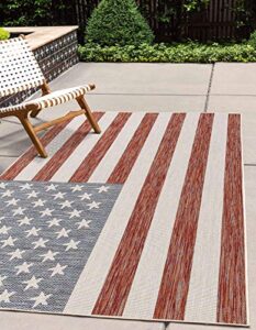 unique loom jill zarin outdoor collection abstract novelty lines area rug (6′ 0 x 9′ 0 rectangular, red)