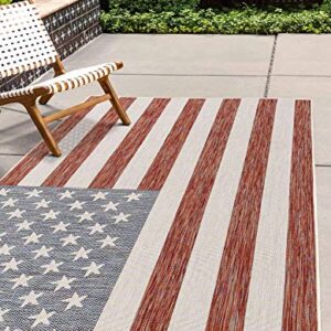 Unique Loom Jill Zarin Outdoor Collection Abstract Novelty Lines Area Rug (6' 0 x 9' 0 Rectangular, Red)