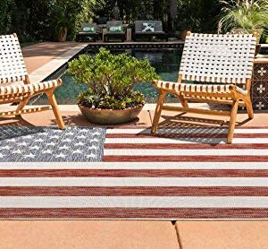 Unique Loom Jill Zarin Outdoor Collection Abstract Novelty Lines Area Rug (6' 0 x 9' 0 Rectangular, Red)