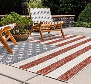 Unique Loom Jill Zarin Outdoor Collection Abstract Novelty Lines Area Rug (6' 0 x 9' 0 Rectangular, Red)