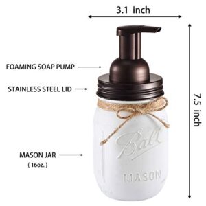 Mason Jar Bathroom Set（3 Piece）-Foaming Soap Dispenser, Toothbrush Holder ,Flower Vase,for Wedding House Decor Countertop and Vanity Organizer Bathroom Kitchen Farmhouse Décor (Bronze)