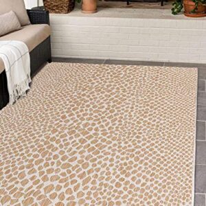 Unique Loom Jill Zarin Outdoor Collection Animal Print Area Rug (7' 10 x 10' 0 Rectangular, Dark Beige)