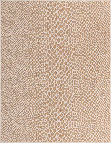 Unique Loom Jill Zarin Outdoor Collection Animal Print Area Rug (7' 10 x 10' 0 Rectangular, Dark Beige)