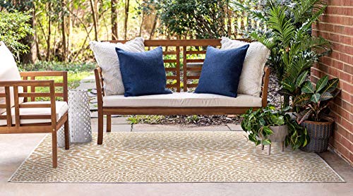 Unique Loom Jill Zarin Outdoor Collection Animal Print Area Rug (7' 10 x 10' 0 Rectangular, Dark Beige)