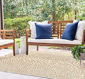 Unique Loom Jill Zarin Outdoor Collection Animal Print Area Rug (7' 10 x 10' 0 Rectangular, Dark Beige)