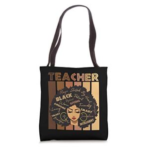 black smart teacher afro love melanin african american women tote bag