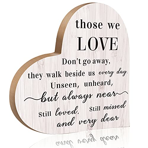 Bereavement Gift Wood Heart Memorial Plaque Sympathy Table Decoration Condolence Sign Bereavement Gift for Loss of Loved One Remembrance Memorial Gift for Table Centerpiece Remembrance Decoration