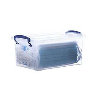 Superio Clear Storage Bins with Lid Stackable Plastic Deep Storage Latch Box with Snap Lock Closure (3 Quart)