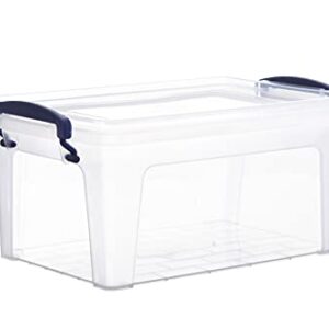 Superio Clear Storage Bins with Lid Stackable Plastic Deep Storage Latch Box with Snap Lock Closure (3 Quart)