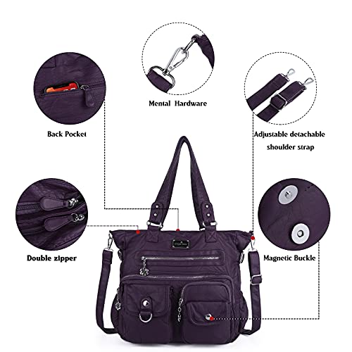 Angelkiss Purses and Handbag for Women Soft PU Leather Shoulder Handbag Hobo Bags Satchel Shoulder Bags Ladies Tote Crossbody Travel Bag PURPLE