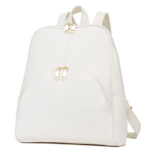 KKXIU Women Backpack Purse Casual daypacks for ladies Synthetic Leather Shoulder Bag (Medium, Cream White)