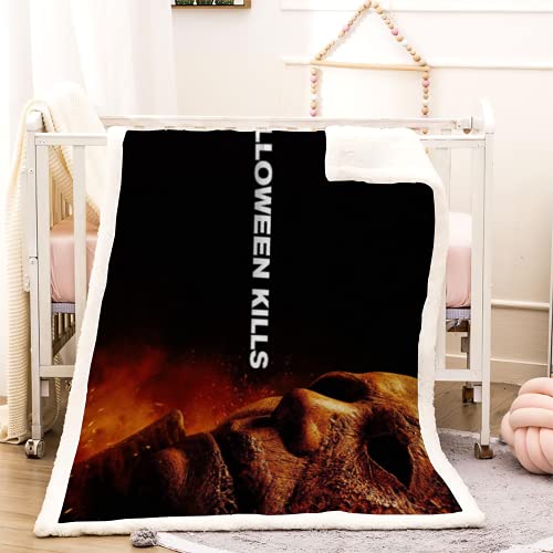 Michael Myers Blanket Horror Movie Throw Blanket Halloween Blankets for Bed Couch Living Room (D,50x60in)