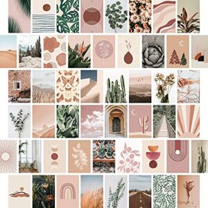 Artivo Boho Wall Collage Kit Aesthetic Pictures, Cute Bedroom Decor for Teen Girls, 50 Set 4x6 inch, Plant Wall Art Collage Kit, Boho Trendy Decor Photo Collection