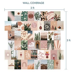 Artivo Boho Wall Collage Kit Aesthetic Pictures, Cute Bedroom Decor for Teen Girls, 50 Set 4x6 inch, Plant Wall Art Collage Kit, Boho Trendy Decor Photo Collection