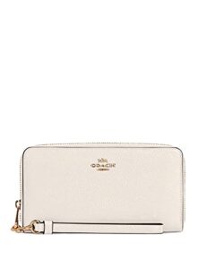 coach women’s long zip around wallet in pebbled leather (chalk)