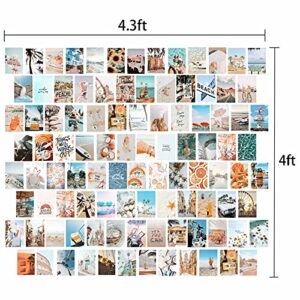 KOSKIMER 100PCS Beach Wall Collage Kit Aesthetic Pictures, 100 Set 4x6 Inch, Preppy Room Decor Aesthetic, Wall Decor for Bedroom Teen Girl, Cute VSCO Room Decor Posters, Photo Collage Kit for Dorm